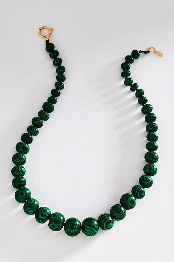 Anthropologie Chunky Beaded Necklace - Green
