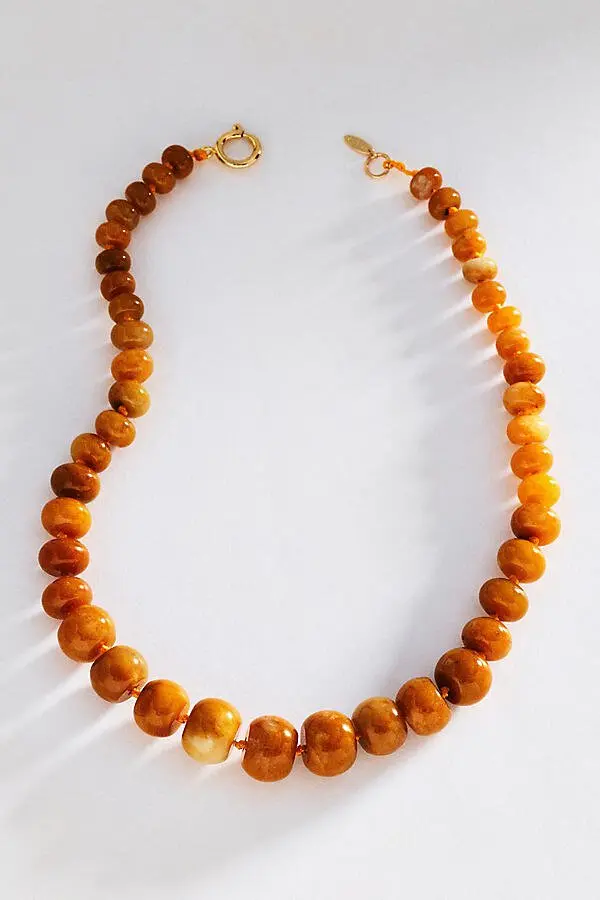 Anthropologie Chunky Beaded Necklace - Yellow