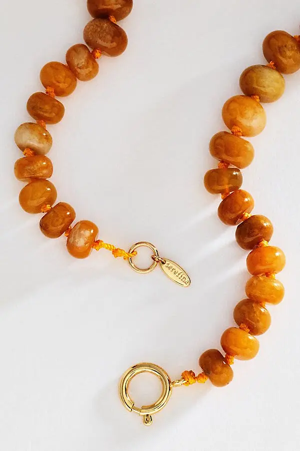Anthropologie Chunky Beaded Necklace - Yellow