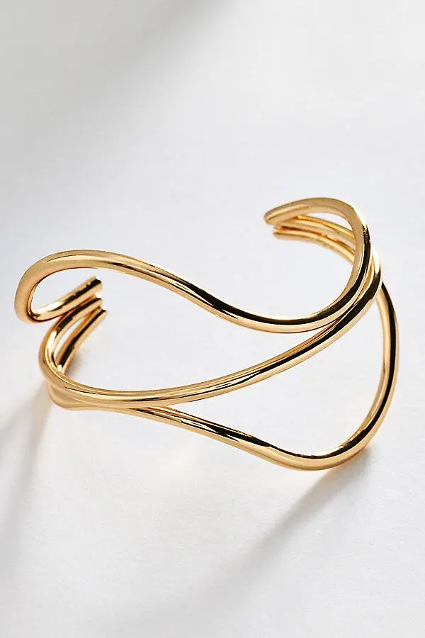 Anthropologie Wavy Cuff Bracelet - Gold