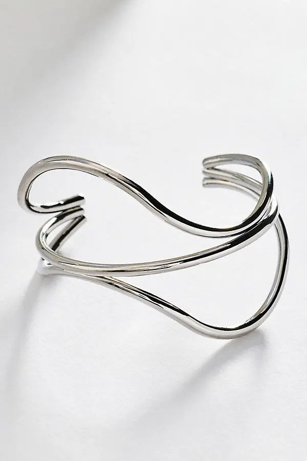 Anthropologie Wavy Cuff Bracelet - Silver