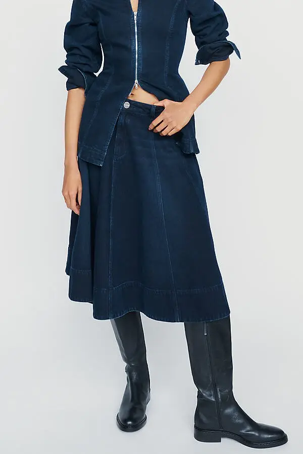 ALIGNE Lana 1% Cotton Denim Midi Skirt
