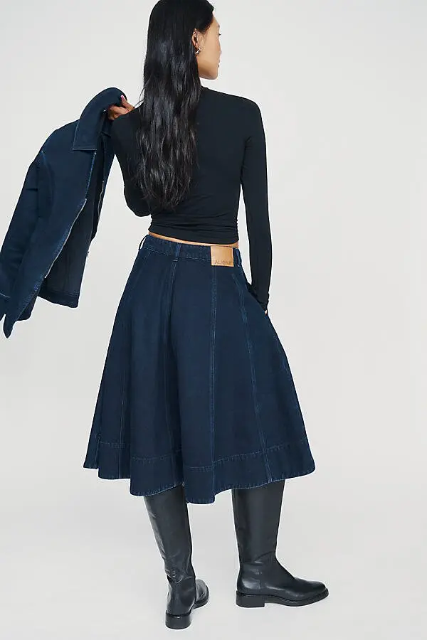 ALIGNE Lana 1% Cotton Denim Midi Skirt