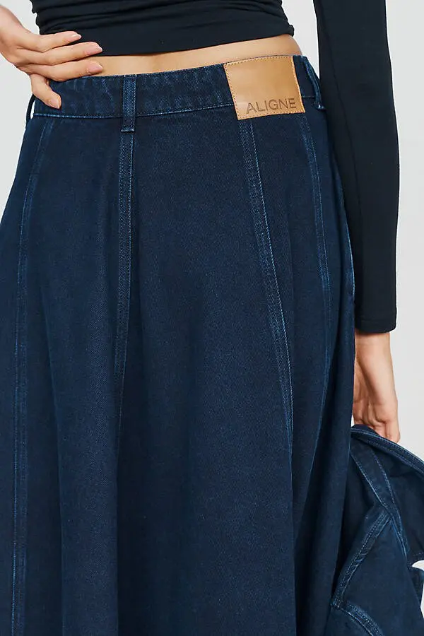ALIGNE Lana 1% Cotton Denim Midi Skirt