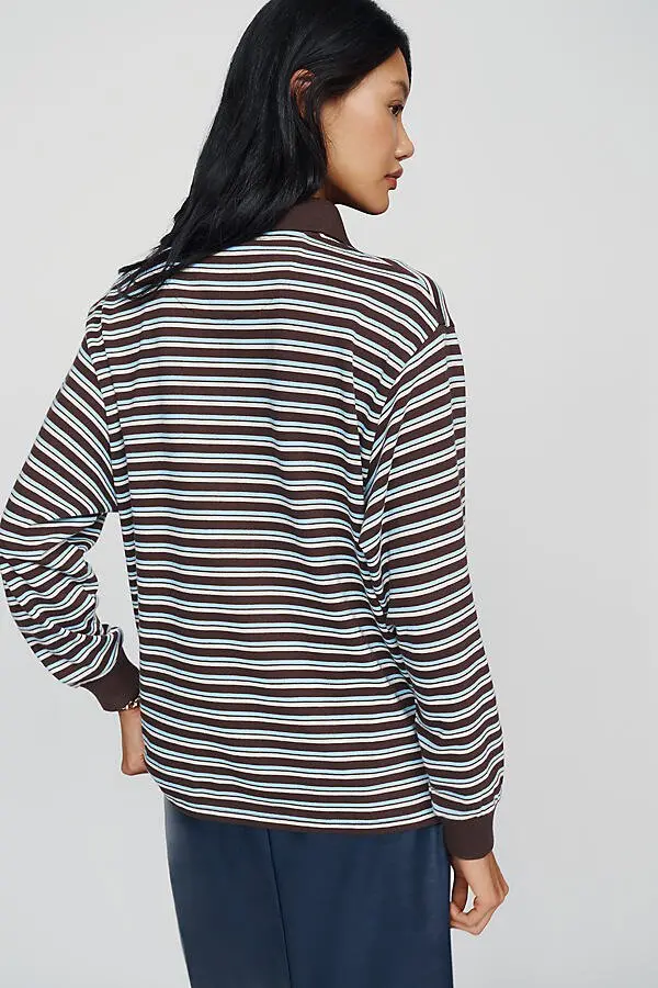 DAMSON MADDER Rugby Striped Long Sleeve Shirt - Multi