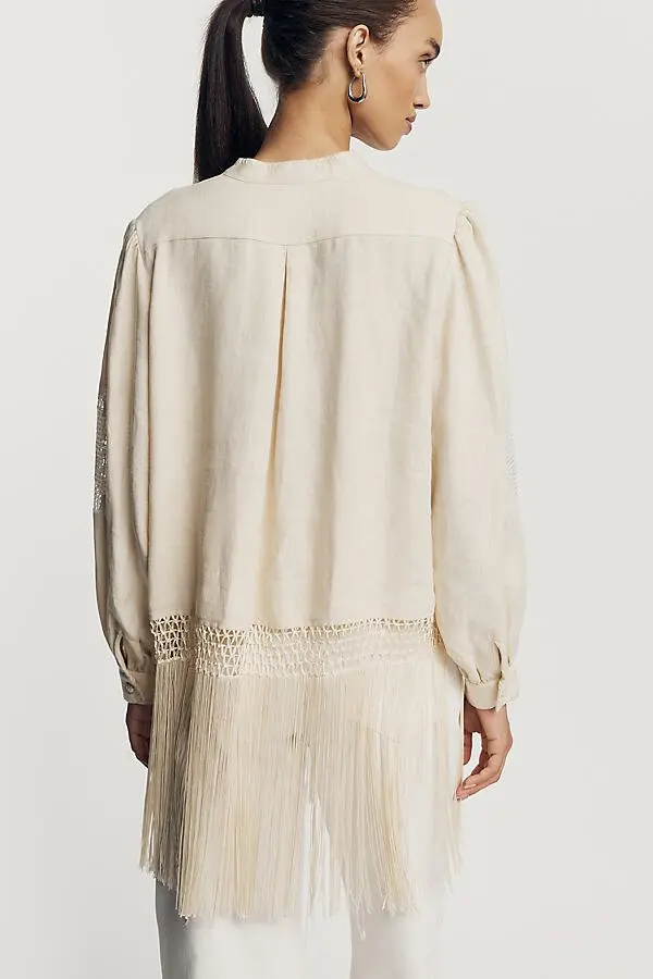Farm Rio 100% Len Richelieu Buttondown Shirt