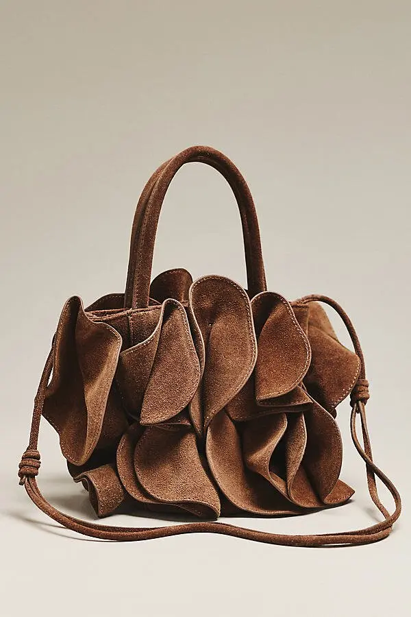 Farm Rio Suede Flower Handbag - Sand