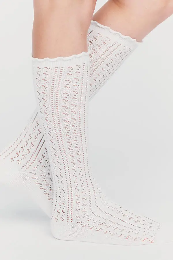 Anthropologie Pointelle Knee-high Socks - Ivory