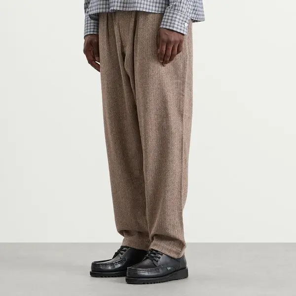 Universal Works Wool Herringbone Pleated Track Pant