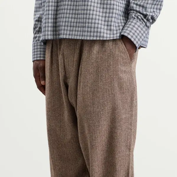 Universal Works Wool Herringbone Pleated Track Pant