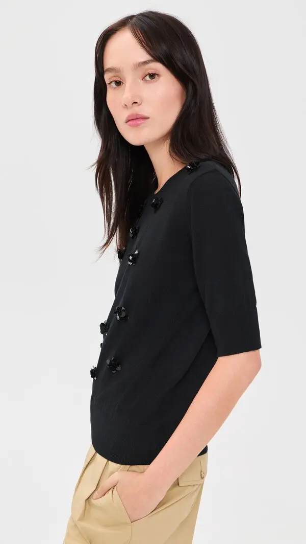 MEIMEIJ Lana Floral Paillettes Wool Top