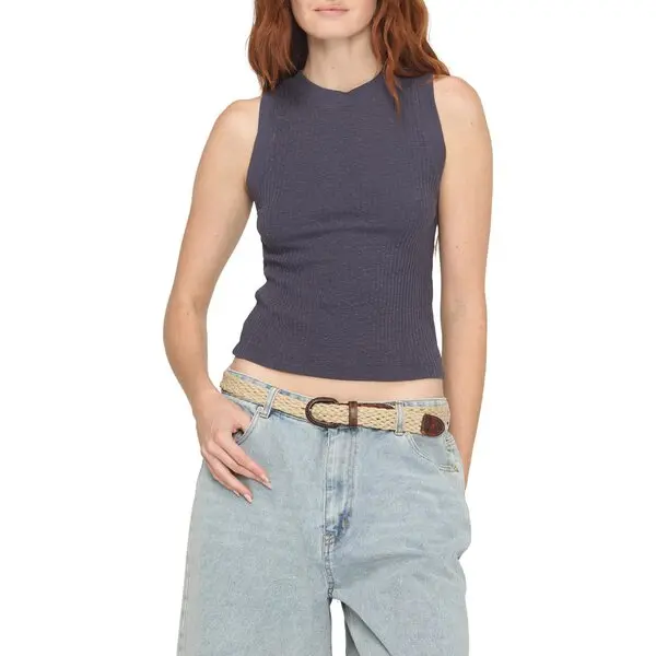 PROJECT SOCIAL T Ribbed Racerback Tank - Charcoal