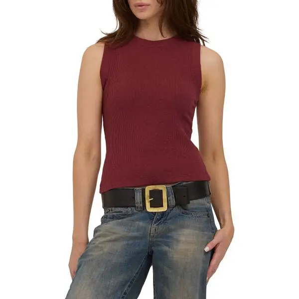 PROJECT SOCIAL T Ribbed Racerback Tank - Dark Cherry
