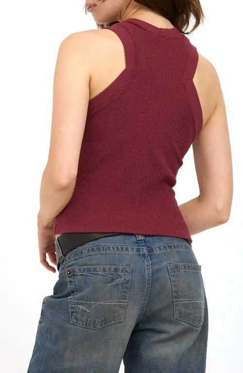 PROJECT SOCIAL T Ribbed Racerback Tank - Dark Cherry