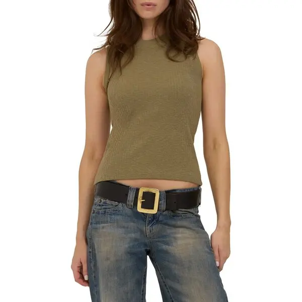 PROJECT SOCIAL T Ribbed Racerback Tank - Olive