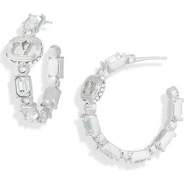 Valentino Garavani Vlogo Hoop Earrings - Crystal