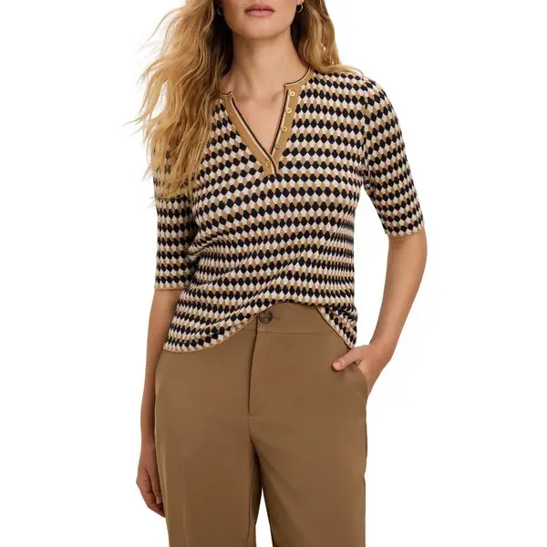 NIC+ZOE Angled Stretch Cotton Jacquard Sweater