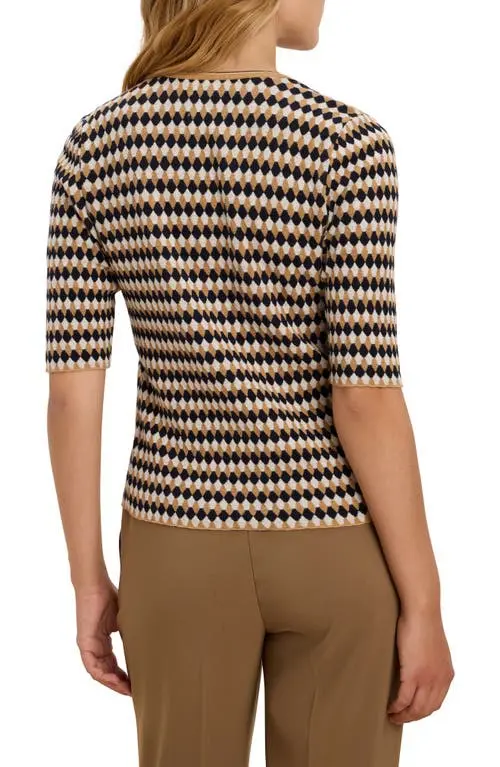 NIC+ZOE Angled Stretch Cotton Jacquard Sweater