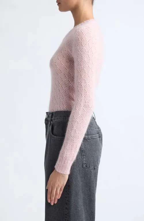 JIL SANDER Slim Fit Open Stitch Mohair & Silk V-neck Sweater - Cotton Candy