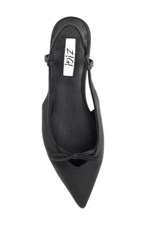 ZIGI Hala Pointed Toe Slingback Flat - Black Leather