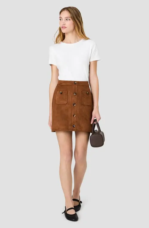 French Connection Faux Suede Button-front A-line Mini Skirt - Laney Suede