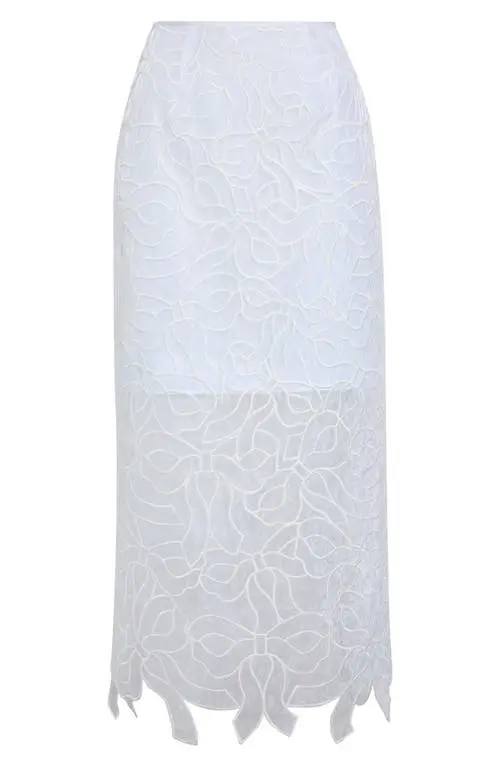 Cecilie Bahnsen Gus Embroidered Bow Organza Skirt - White