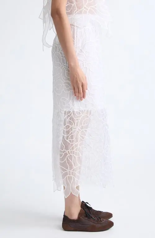 Cecilie Bahnsen Gus Embroidered Bow Organza Pencil Skirt