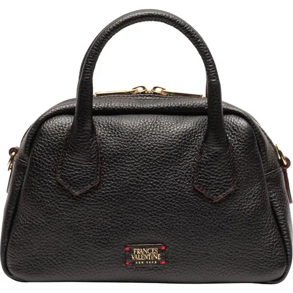FRANCES VALENTINE Mini Metallic Leather Bowler Bag - Black