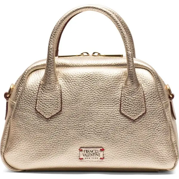 FRANCES VALENTINE Mini Metallic Leather Bowler Bag - Gold