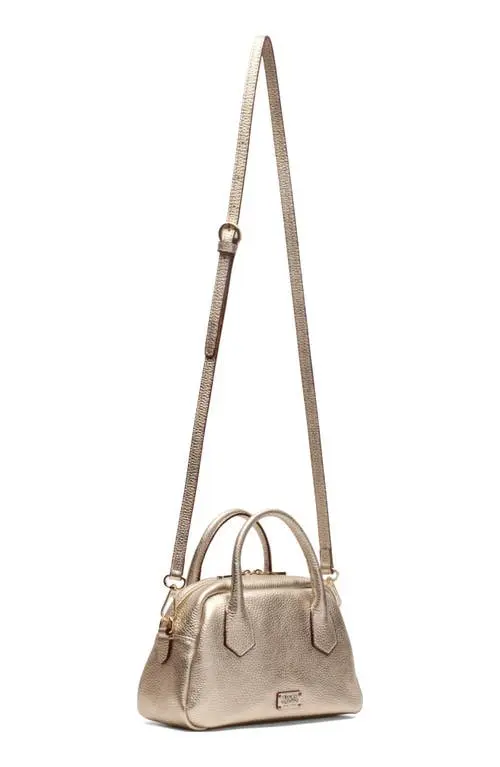 FRANCES VALENTINE Mini Metallic Leather Bowler Bag - Gold