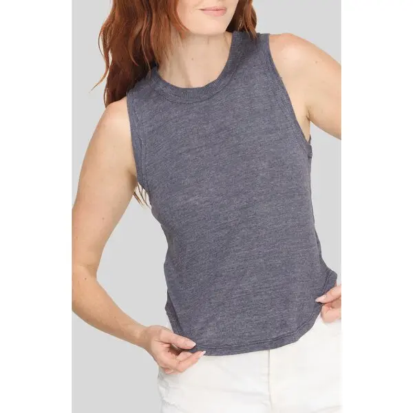 PROJECT SOCIAL T Libra Textured Rib Ringer Tank - Charcoal