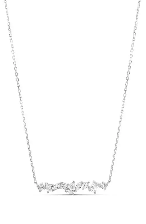 SHYMI Multi-shape Cubic Zirconia Bar Necklace - Silver