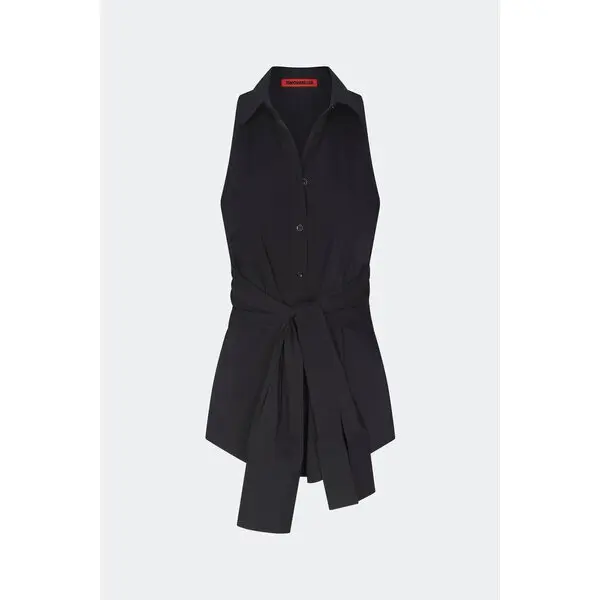 SIMONMILLER Sleeveless Poplin Top With Shirttail Hem - Black