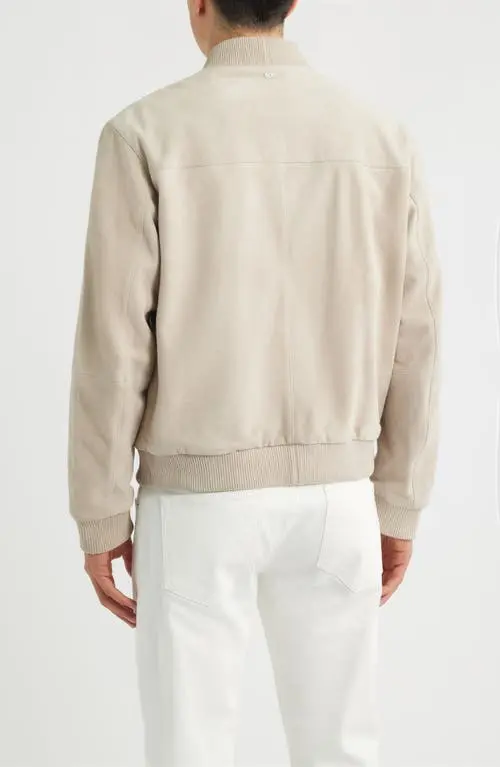 BOSS Muller Suede Bomber Jacket - Open Beige