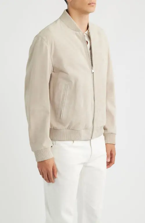 BOSS Muller Suede Bomber Jacket - Open Beige