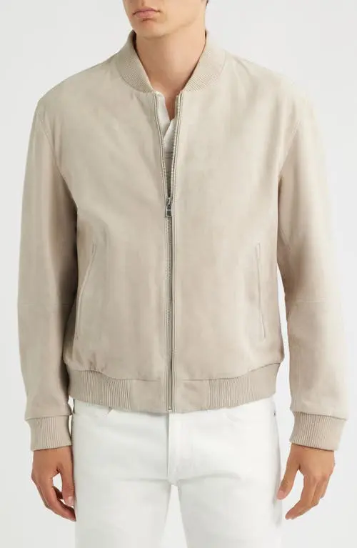 BOSS Muller Suede Bomber Jacket - Open Beige