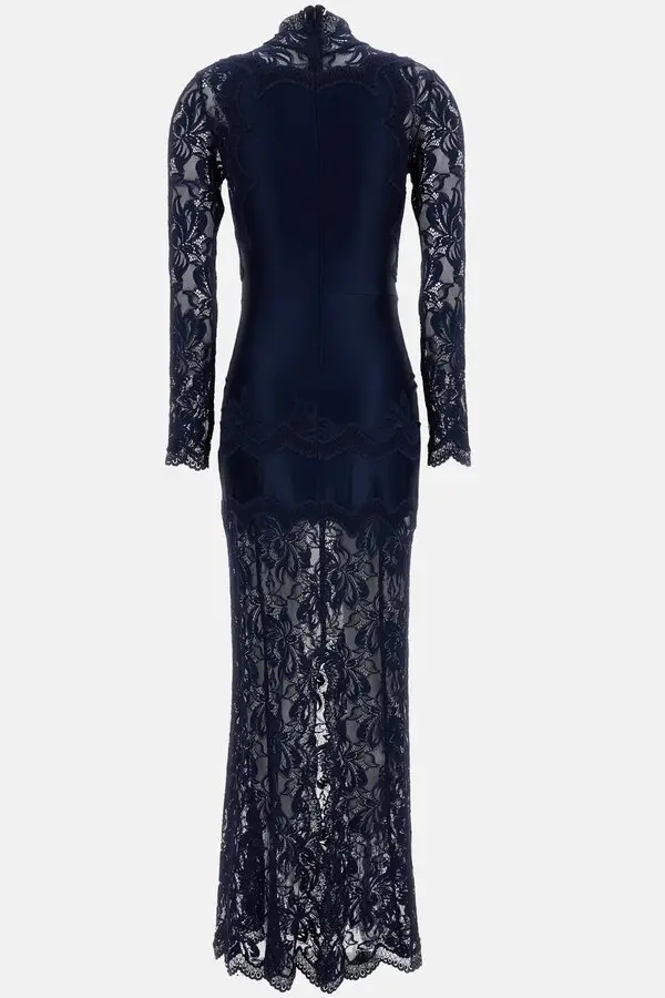 Rabanne Jersey And Lace High Neck Dress