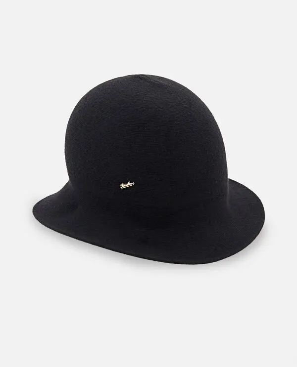 Borsalino Angelina Cloche Hat In Eco-cashmere - Nero