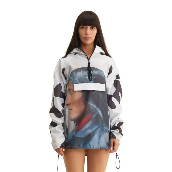 MYSIMPLICATED Rainproof Windbreaker With Graphic Print - Beige