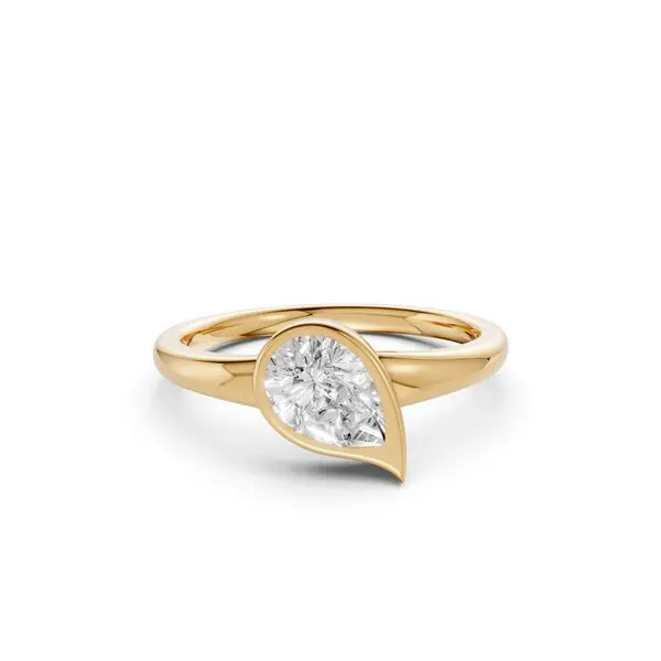 AYA FINE JEWELRY Pear Cut Lab-grown Diamond Bezel Solitaire Ring In 14k Gold - Yellow