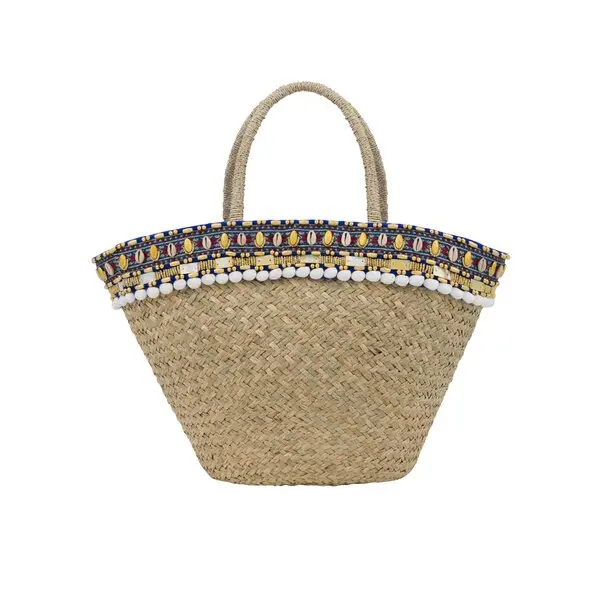 OHSUN Neutrals Ines Straw Beach Bag