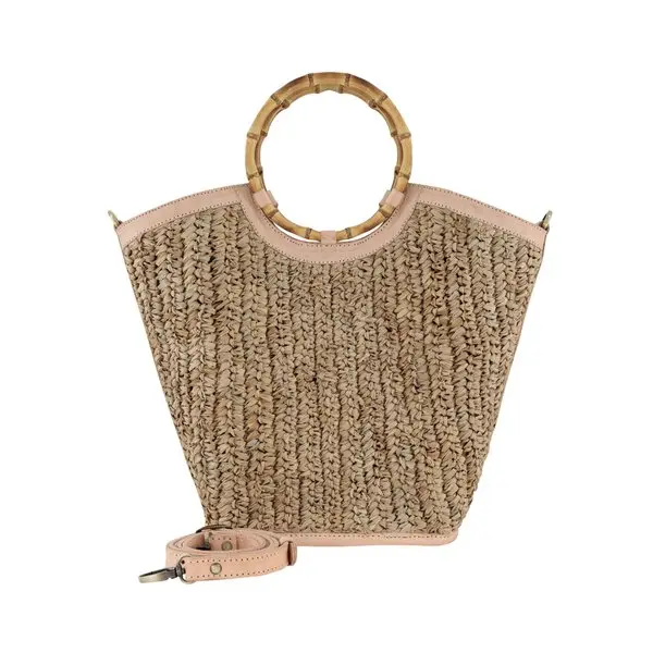 OHSUN Beata Raffia And Leather Tote Bag - Black/brown