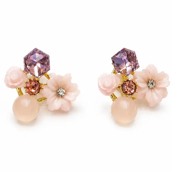 NUVV COLLECTION Blossom Amethyst Floral Cluster Stud Earrings - Purple