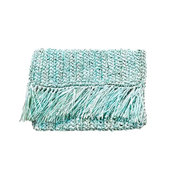 OHSUN Neutrals / Ebba Raffia Pouch Aqua