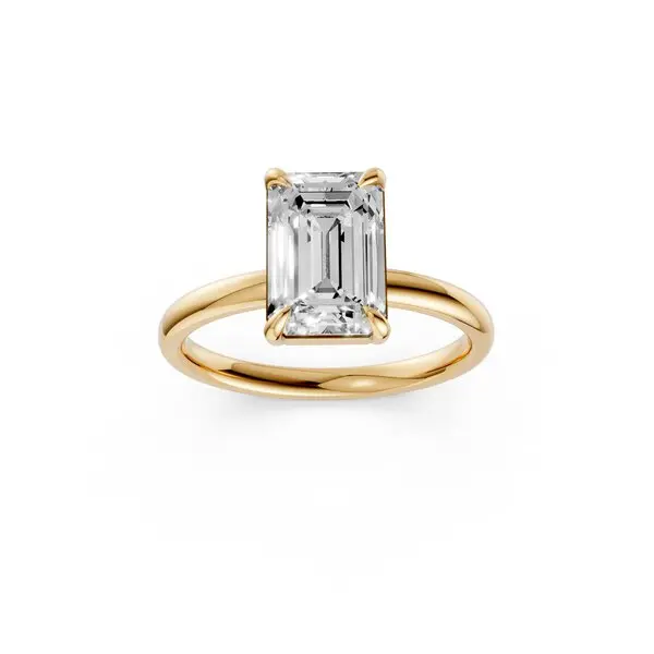 AYA FINE JEWELRY 2.10 Ct Emerald Cut Lab-grown Diamond Solitaire Engagement Ring In 10k Gold - Yellow