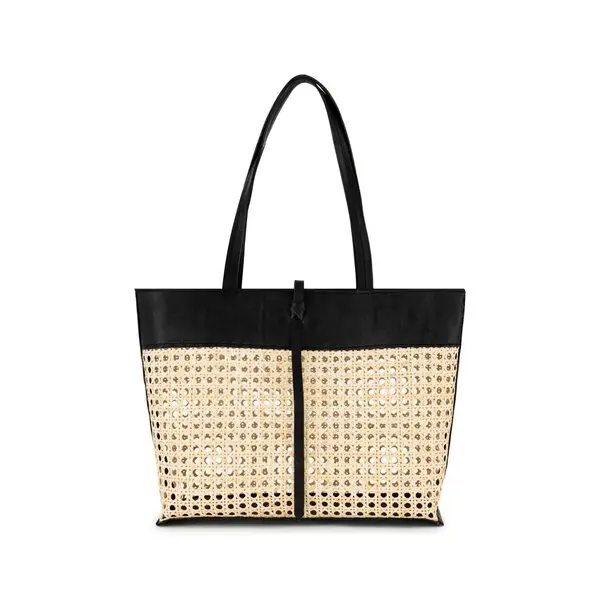 OHSUN Rene Rattan & Leather Tote