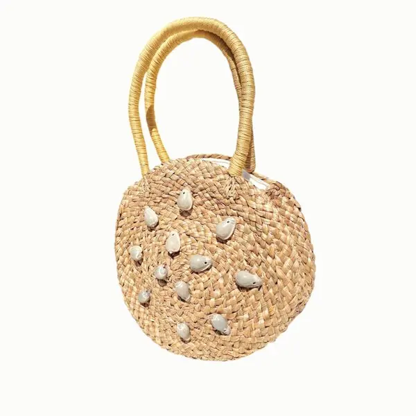OHSUN Neutrals Phoebe Mini Straw & Shells Handbag
