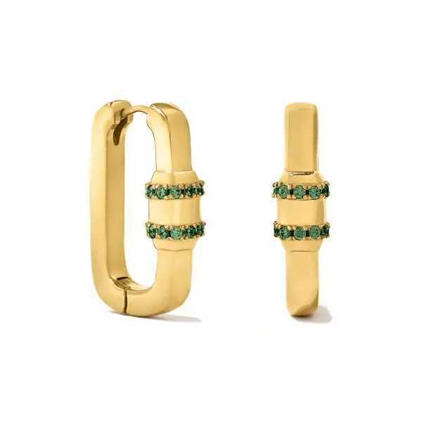 BERMUDA WATCH COMPANY Gold / Green Maivelle Rowan Carabiner Huggie Earrings Gold Green - Gold/green