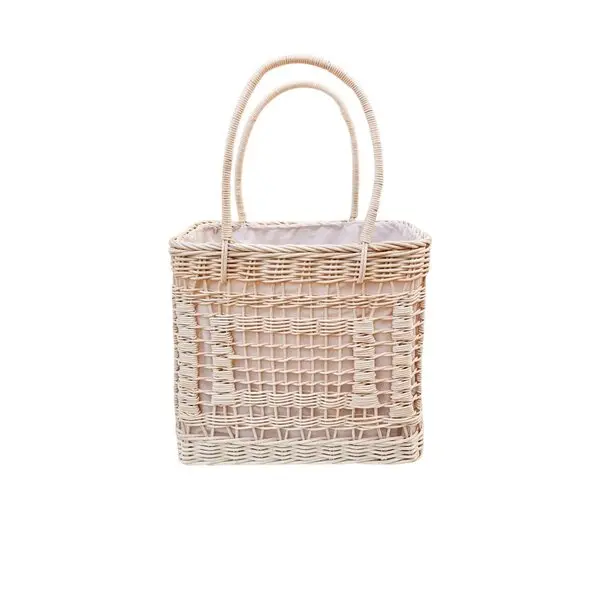 OHSUN Neutrals / Mirren Wicker & Glass Bead Bucket Vanilla