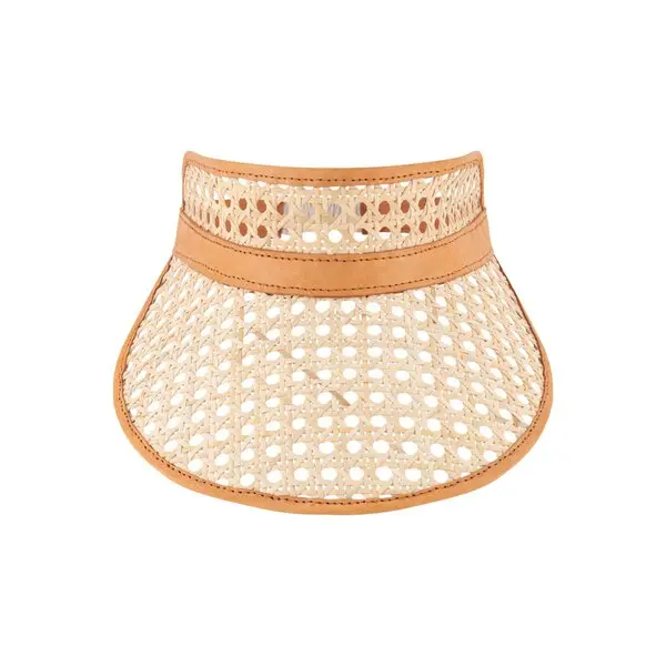 OHSUN Handwoven Rattan And Leather Visor